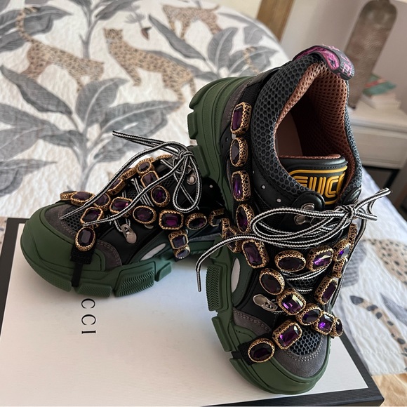 Gucci | Shoes | Gucci Flashtrek Sneakers With Removable Jewel Crystal ...